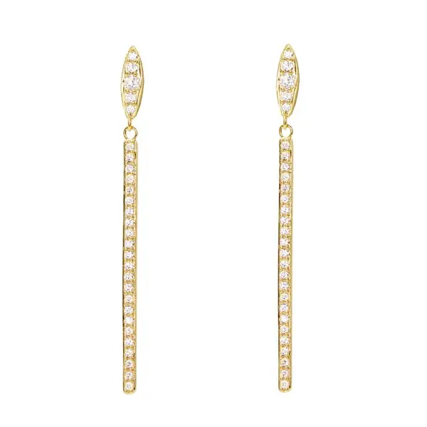 KAMARIA Candlestick Dangle Earrings With Crystals - Gold