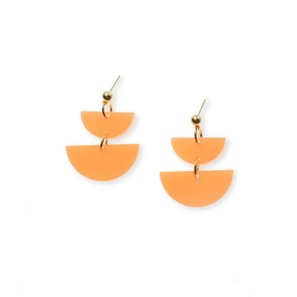 BY CHAVELLI Twin Luna Half-moon Dangly Earrings In Neon - Orange