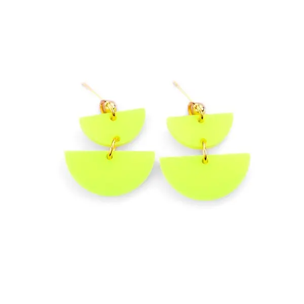 BY CHAVELLI Twin Luna Half-moon Dangly Earrings In Neon - Yellow