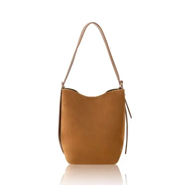 BETSY & FLOSS Melfi Suede Bucket Tote Bag In Tan - Brown