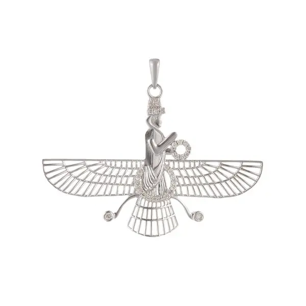 KAIZARIN Sterling Angel Asho Farohar Pendant With Diamonds - Silver