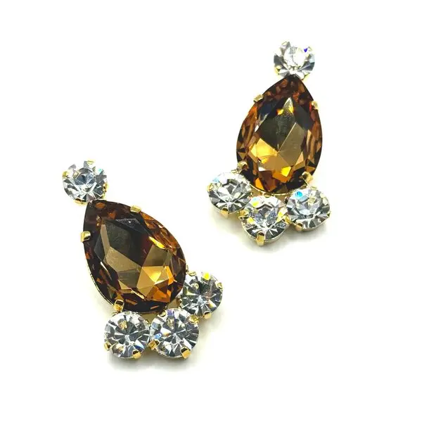 ACHALA HANDCRAFTED Neutrals Hollywood Topaz Crystal Earrings - Brown