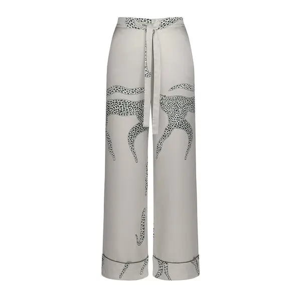 POLA Grey / Green Grey Silk Pyjama Trousers - Grey/green