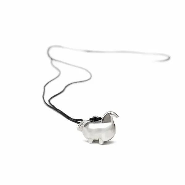 PEARL CODE Artisanal Horse Pendant – Symbolic Necklace With Cord - Black