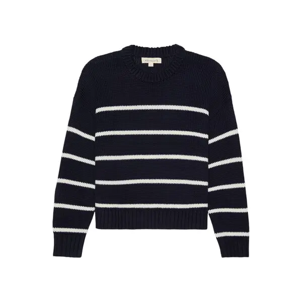 ELLSWORTH + IVEY Elena Crewneck Striped Sweater - Blue