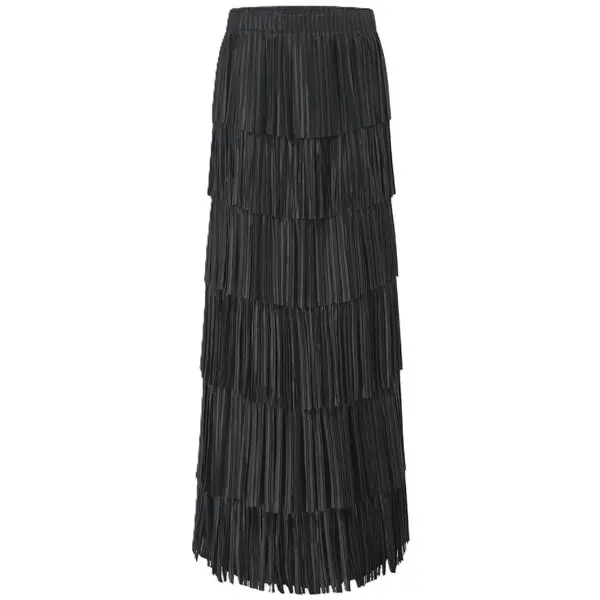 SMART AND JOY Layered Ruffled Knit Skirt - Black