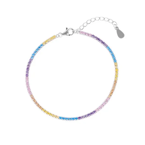 SPERO LONDON Pastel Color Colourful Sterling Tennis Bracelet - Silver