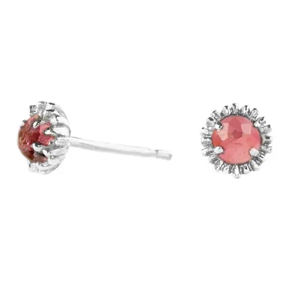 LEE RENEE Dahlia Bud Pink Tourmaline Earrings - Silver