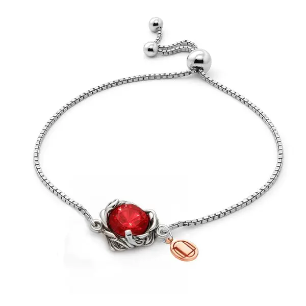 UNALOE Silver / Red Coleus Silver Bracelet With Red Zirconia – Bold Adjustable Bracelet With Passionate Stone - Silver/red