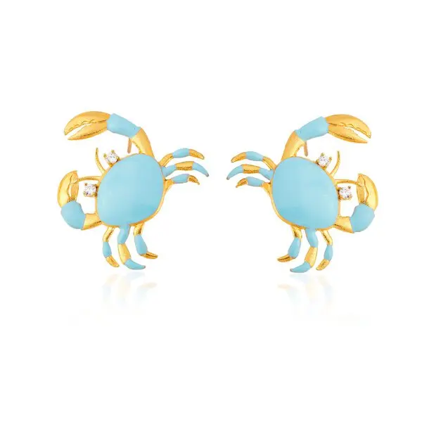 MILOU JEWELRY Turquoise Crab Earrings - Blue