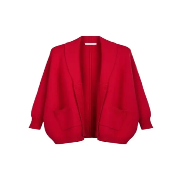 Saachi Open Front Oversized Cardigan Sweater - Red