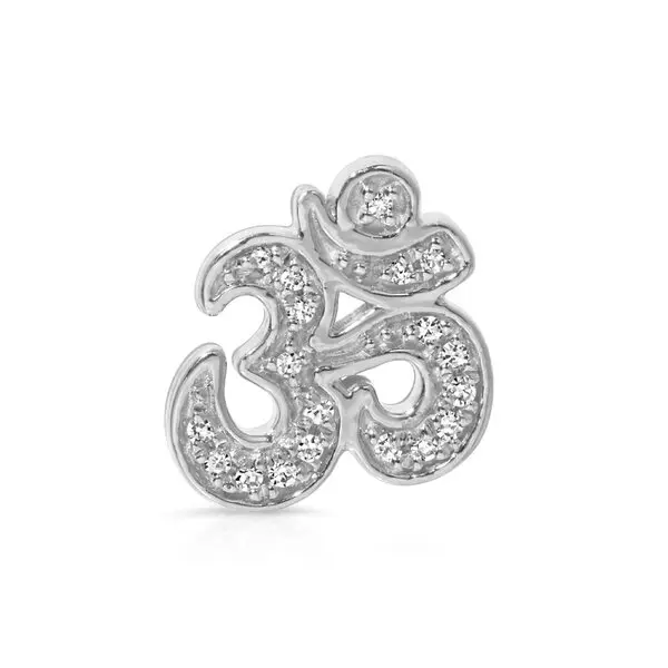 Maya Brenner Designs Pavé Charm Stud 14k Gold Om - White