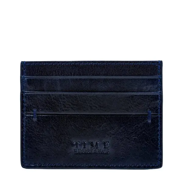 TIME RESISTANCE Leather Credit Card Case Business Card Case Fireflies - Blue