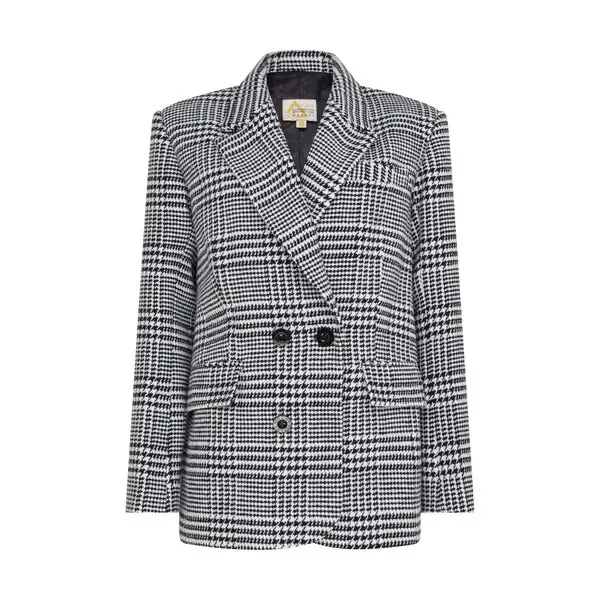 HAY LIFE Double Breasted Check Blazer - Black