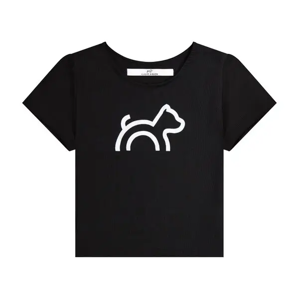 CLOUD HAVEN Rib Logo Tee - Black