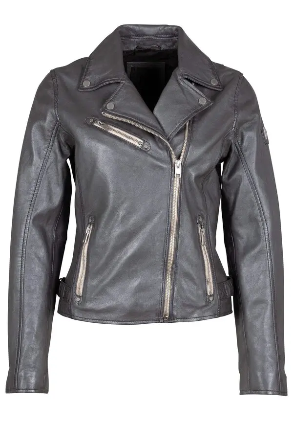 Mauritius Moto Leather Jacket Sofia Gun Metallic - Grey