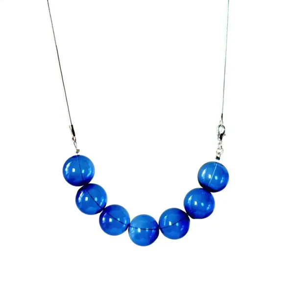 LAURA DAILI Blue / Silver Azure Dream – Hand-blown Glass Necklace - Blue/silver