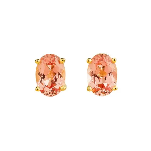 JUVETTI  Gold / Yellow Ovo Gold Earrings Set With Padparadscha Sapphire - Gold/yellow