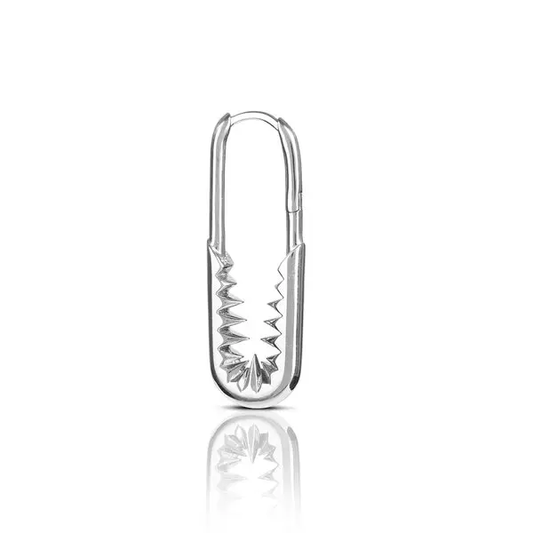 KASUN LONDON Safety Pin Hoop Earrings - Silver