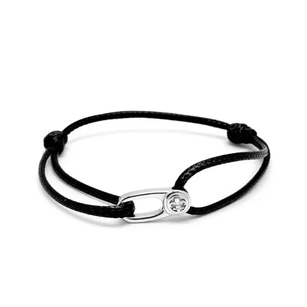 NIALAYA JEWELRY Black / Silver Black String Bracelet With Silver Hook - Black/silver
