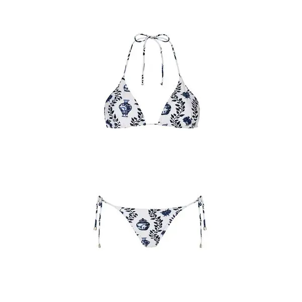 AGUACLARA Dynastie Triangle Top Side Tie Bottom - Blue