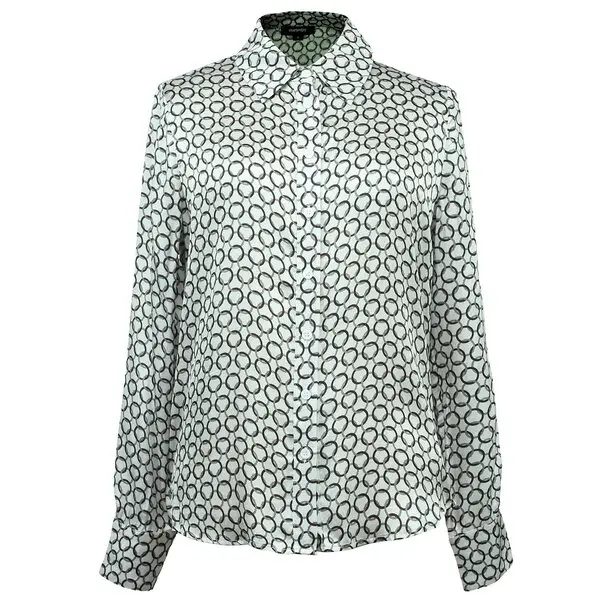 SMART AND JOY Graphic Print Satin Long Sleeves Shirt Multicolor - Black