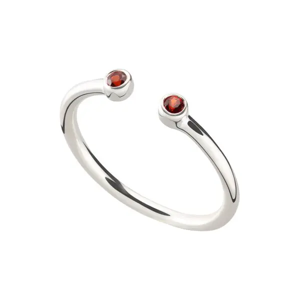 LILY CHARMED Red / Silver January Birthstone Open Style Ring Garnet - Red/silver