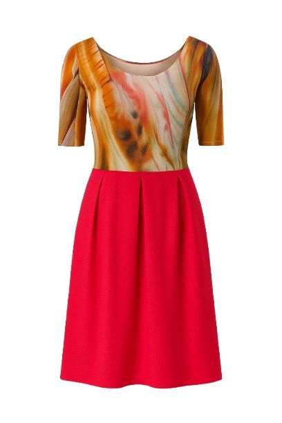 CONQUISTA Abstract Animal Print Dress - Red