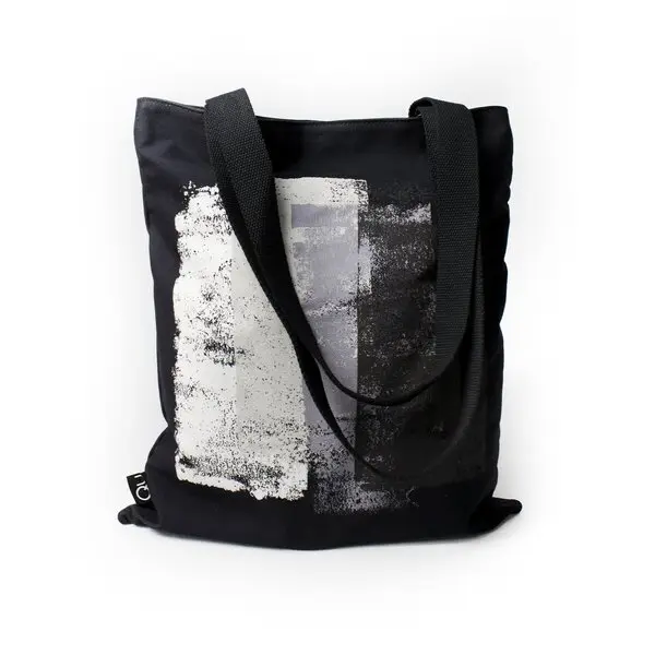 QU Grey Rollers Canvas Tote Bag - Black