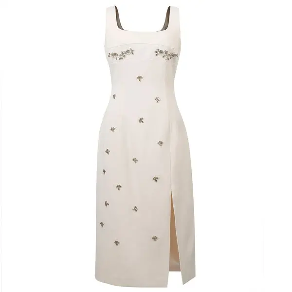 SMART AND JOY Embroidered Fitted Cocktail Dress - White