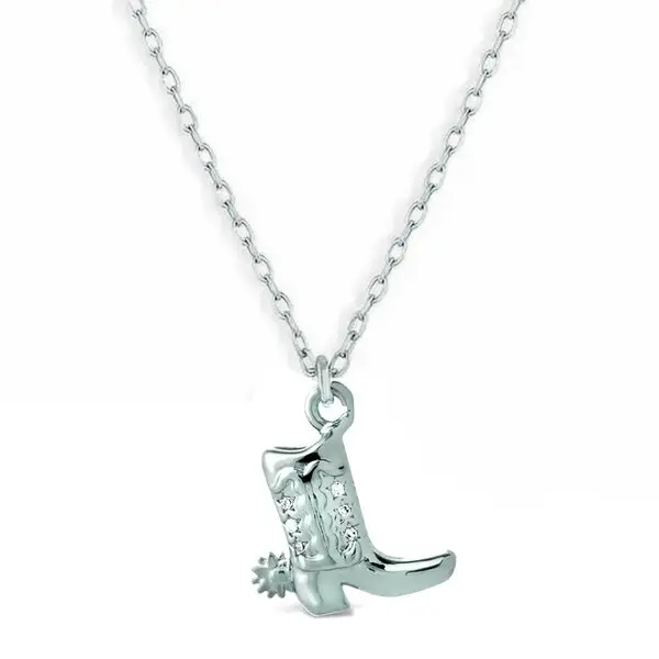 SHADED THE LABEL Jessie Sterling Cowboy Boot Pendant Necklace - Silver