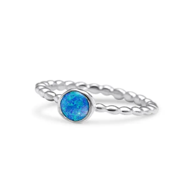 ISLA SILVER Blue / Silver Vibrant Blue Opal On Silver Bubble Band - Blue/silver