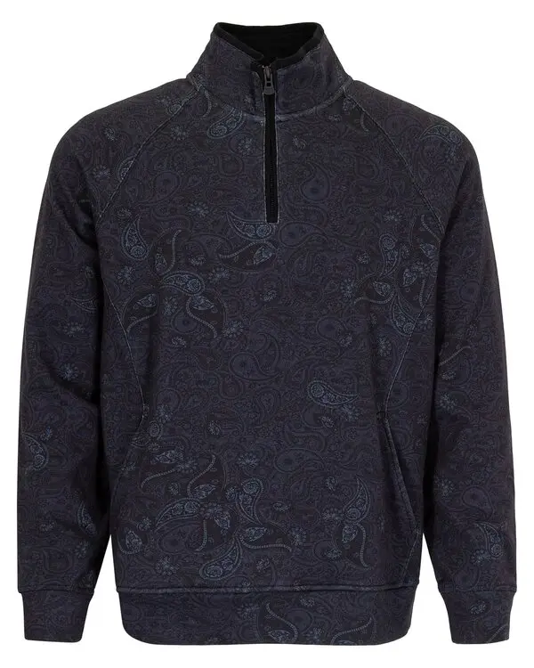 LORDS OF HARLECH Craig Montgat Paisley Quarter-zip Sweater - Black
