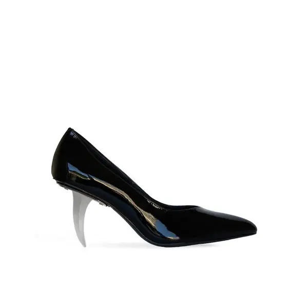 RIVERPEACE.CO Pointed-toe Patent Blade High Heels - Black