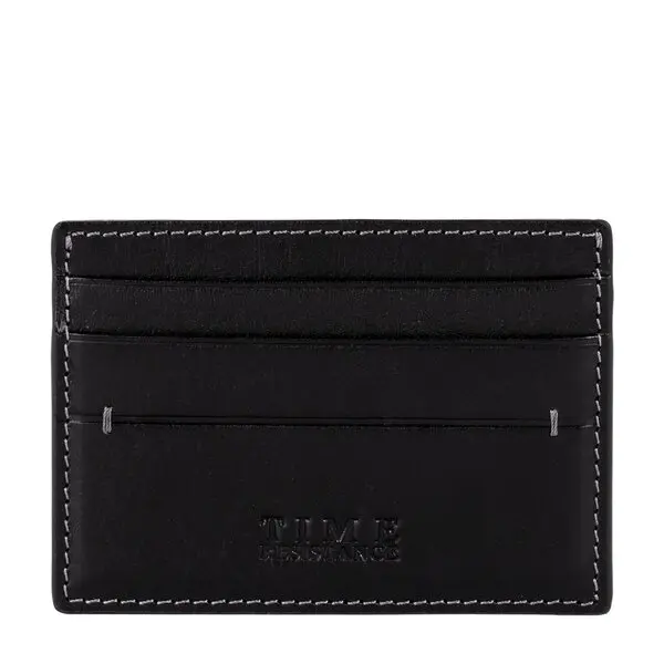TIME RESISTANCE Leather Credit Card Case Business Card Case Fireflies - Black
