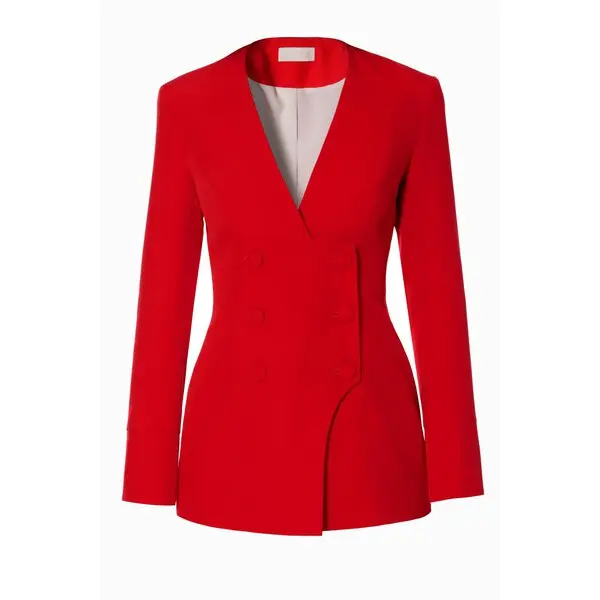 AGGI BY HALEWSKI Susana Fiery Double Breasted Feminine Blazer - Red