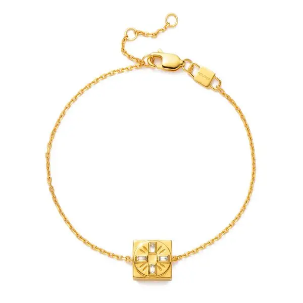 KOUREE Trust In The Timing' Fixed Charm Bracelet Vermeil With White Topaz - Gold