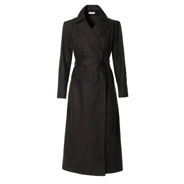 AGGI BY HALEWSKI Logan Natural Midi Trench Coat - Black