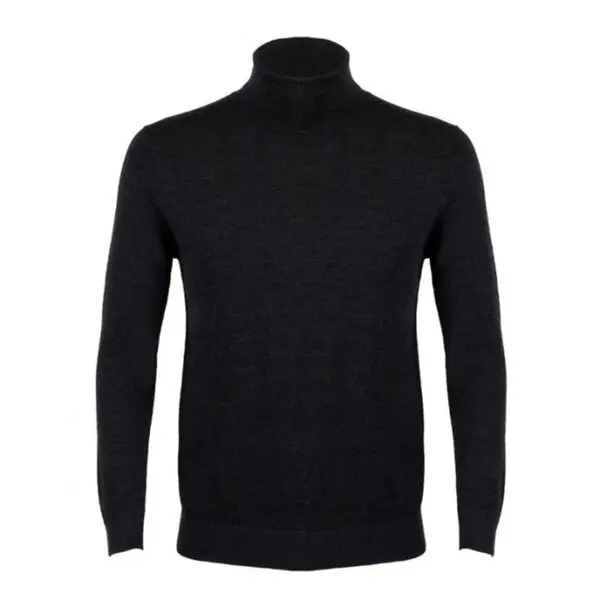 DAVID WEJ Neutrals Dixon Light Wool Roll Neck Jumper – Charcoal - Black