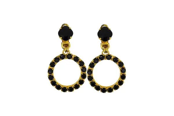 VICKISARGE The Small Hoop Earrings In Gold Clip - Black