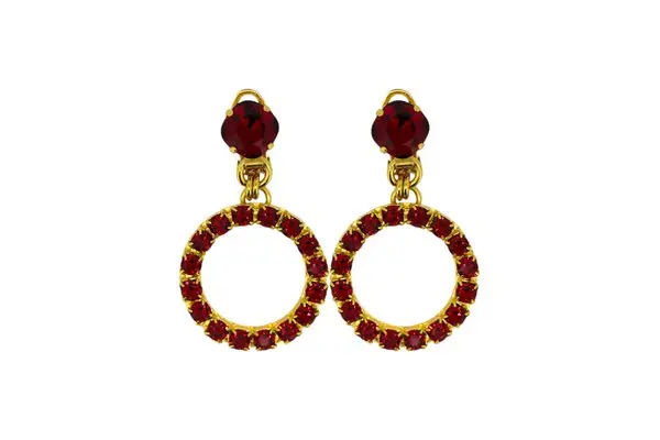 VICKISARGE The Small Hoop Earrings In Gold Clip - Red