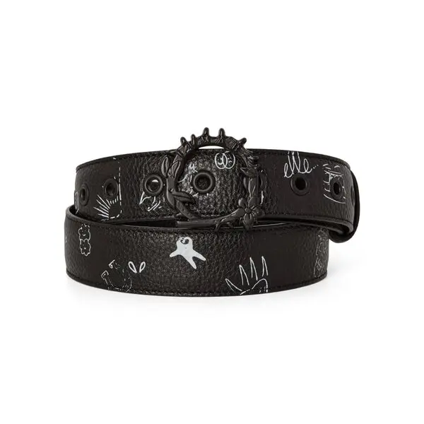 LIMAR Printed Leather Belt With Statet Buckle - Black
