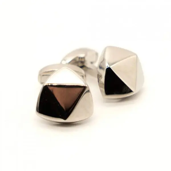 DAVID WEJ Triangle Cufflink – Silver - Gray