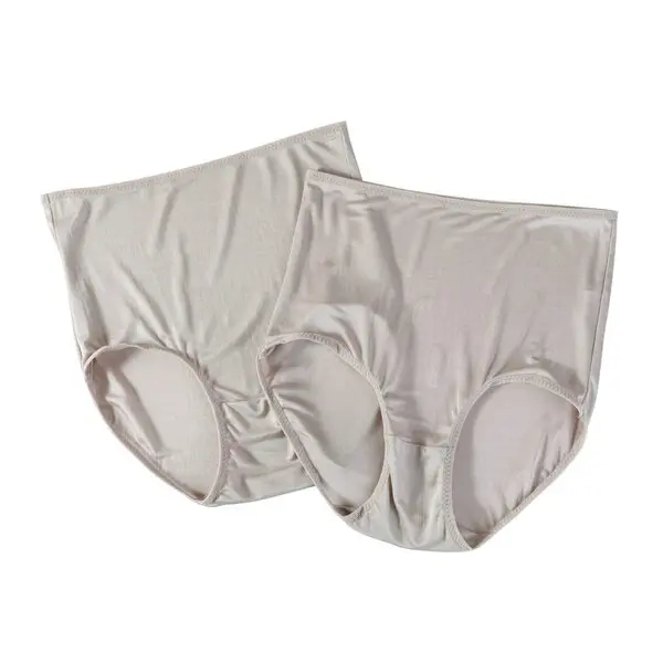SOFT STROKES SILK Neutrals Set Of Two Knitted Silk Mid Rise French Cut Pantie Shimmer Collection In Silver Bullet Cocktail - Gray