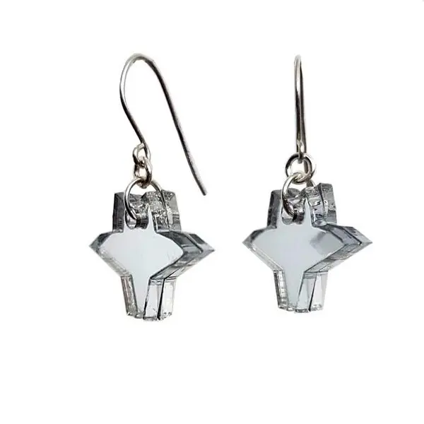 LAURA DAILI Neutrals / Mirror Owls – Minimalist Origami Earrings - Silver