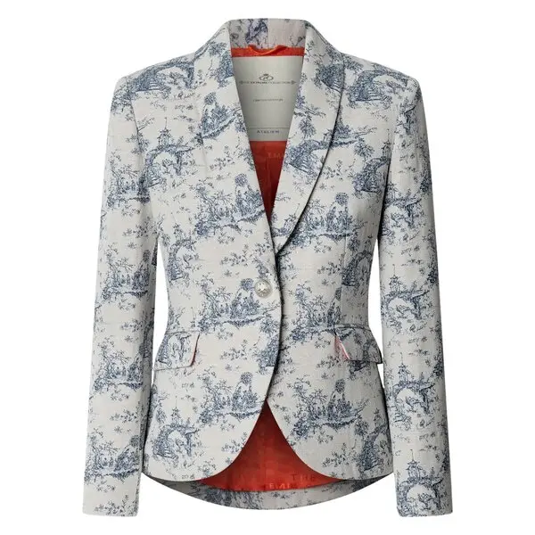 THE EXTREME COLLECTION Neutrals / Printed Tailored Blazer Toile The Jouy - Blue