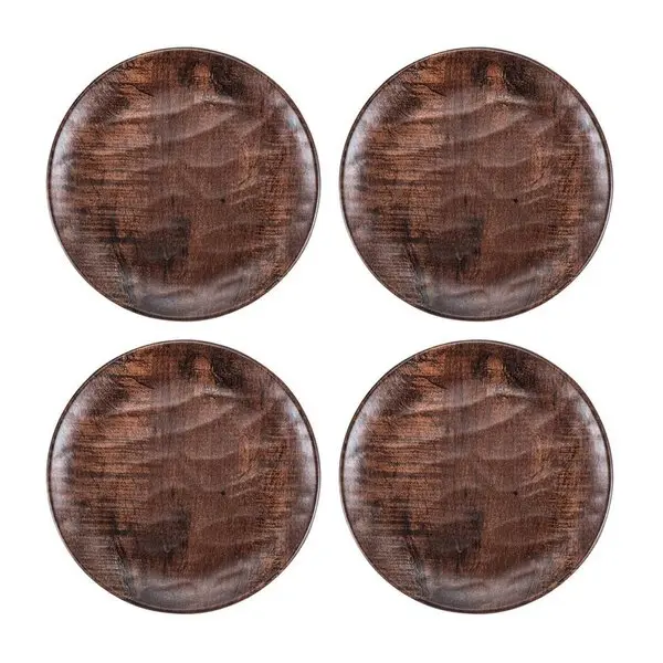 Turgla Home Turgla Composite Round Composite Plate Set Of Four - Brown