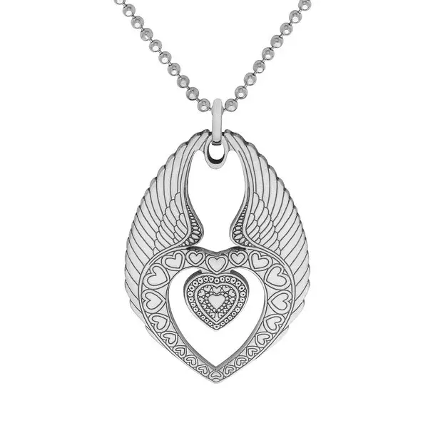 CARTERGORE Medium Winged Heart Pendant Necklace - Silver