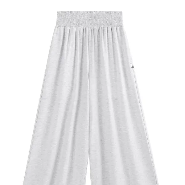 SUPESU Waist Slimming Wide Leg Ankle Pants Pebble - Grey