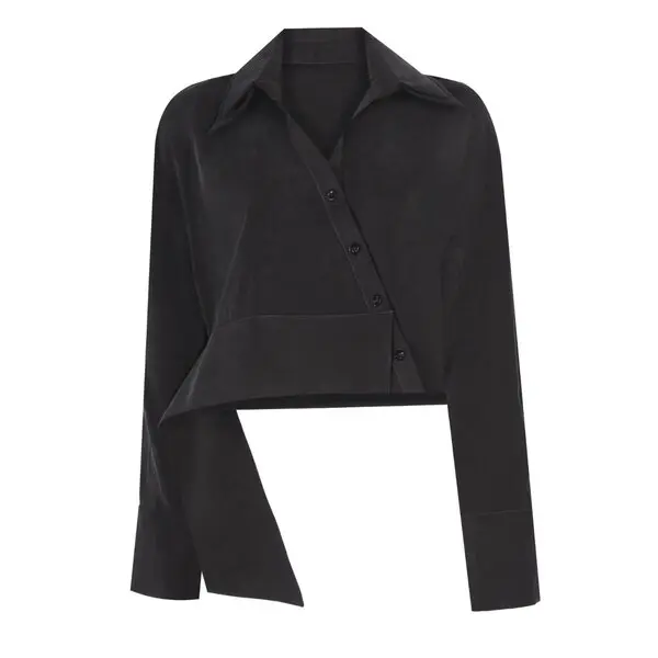 MIRIMALIST Flow Cupro Shirt - Black